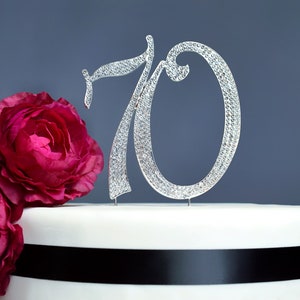 70 Birthday Cake Topper SILVER 70th Rhinestone Anniversary Topper 70 ...