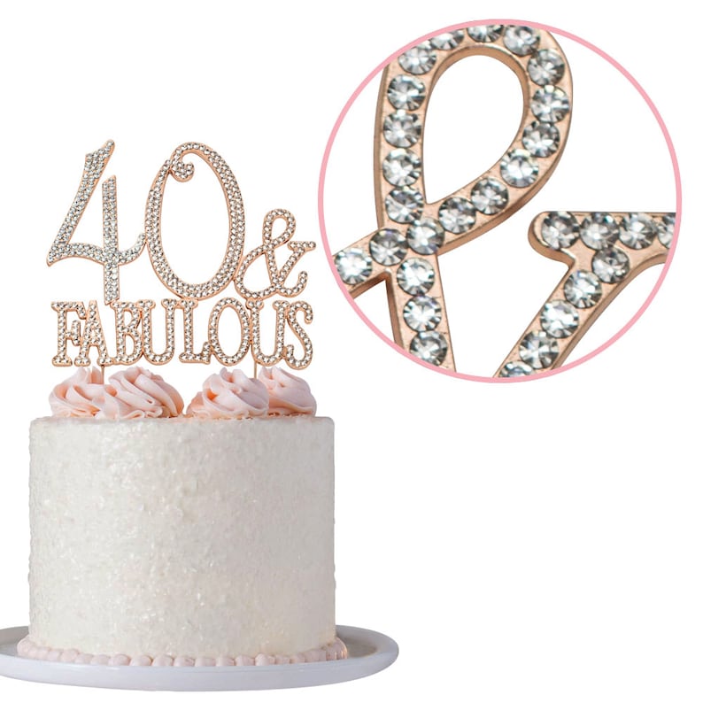 40 ROSE GOLD Birthday Cake Topper 40 and Fabulous Sparkly - Etsy