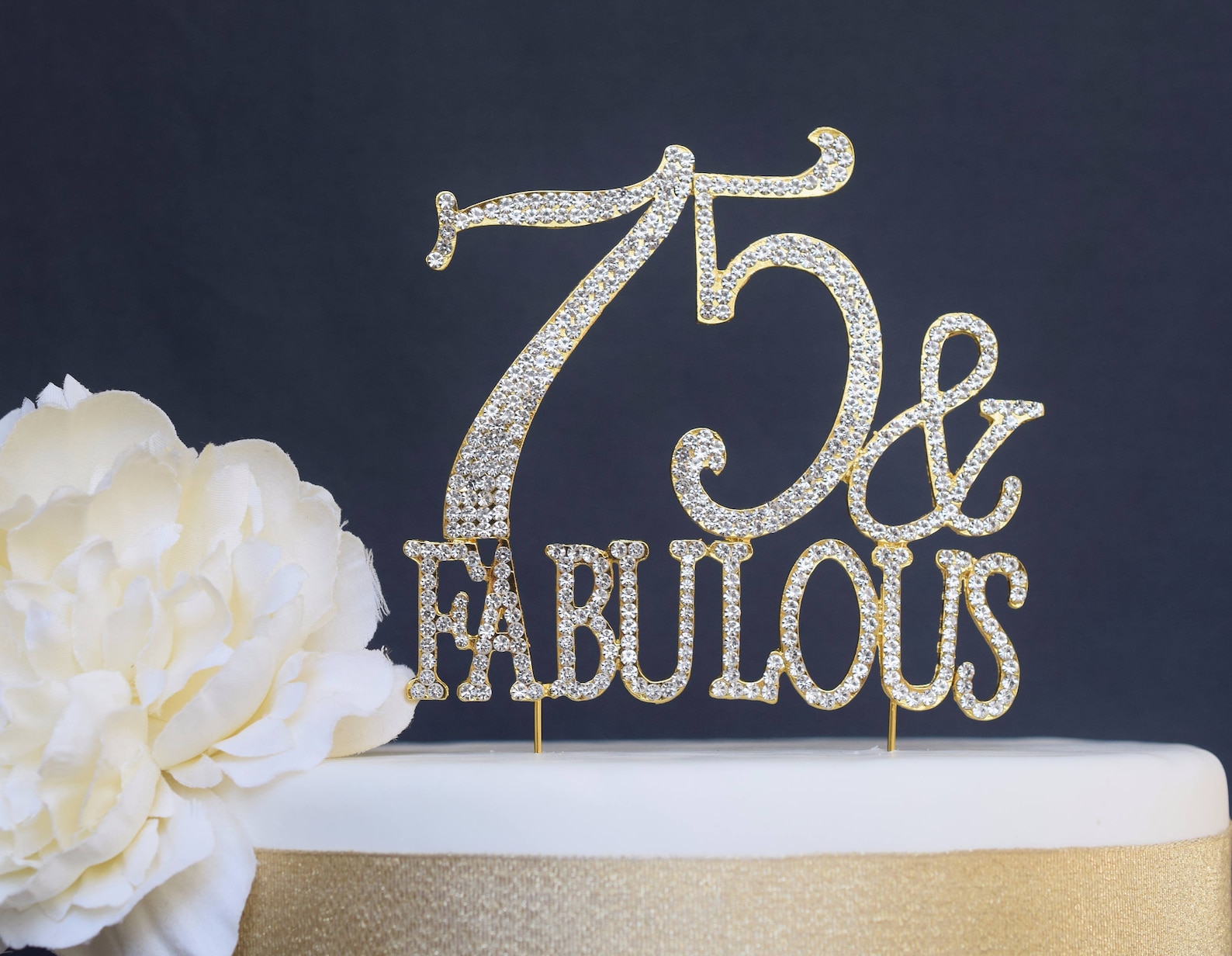 75 Birthday Cake Topper GOLD 75 and Fabulous Sparkly | Etsy