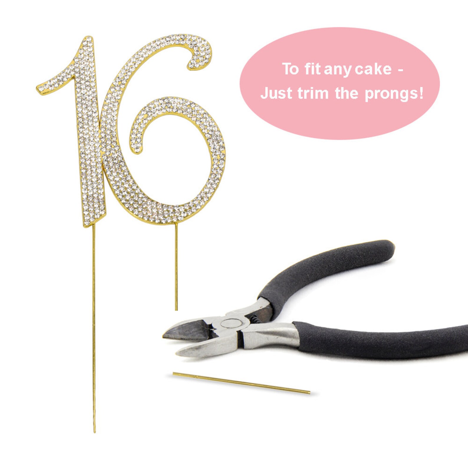 16 GOLD Birthday Cake Topper Sweet 16 Party Sixteen - Etsy