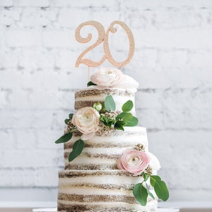 20 Birthday Cake Topper ROSE GOLD Number Twenty Cake Topper 20th ...