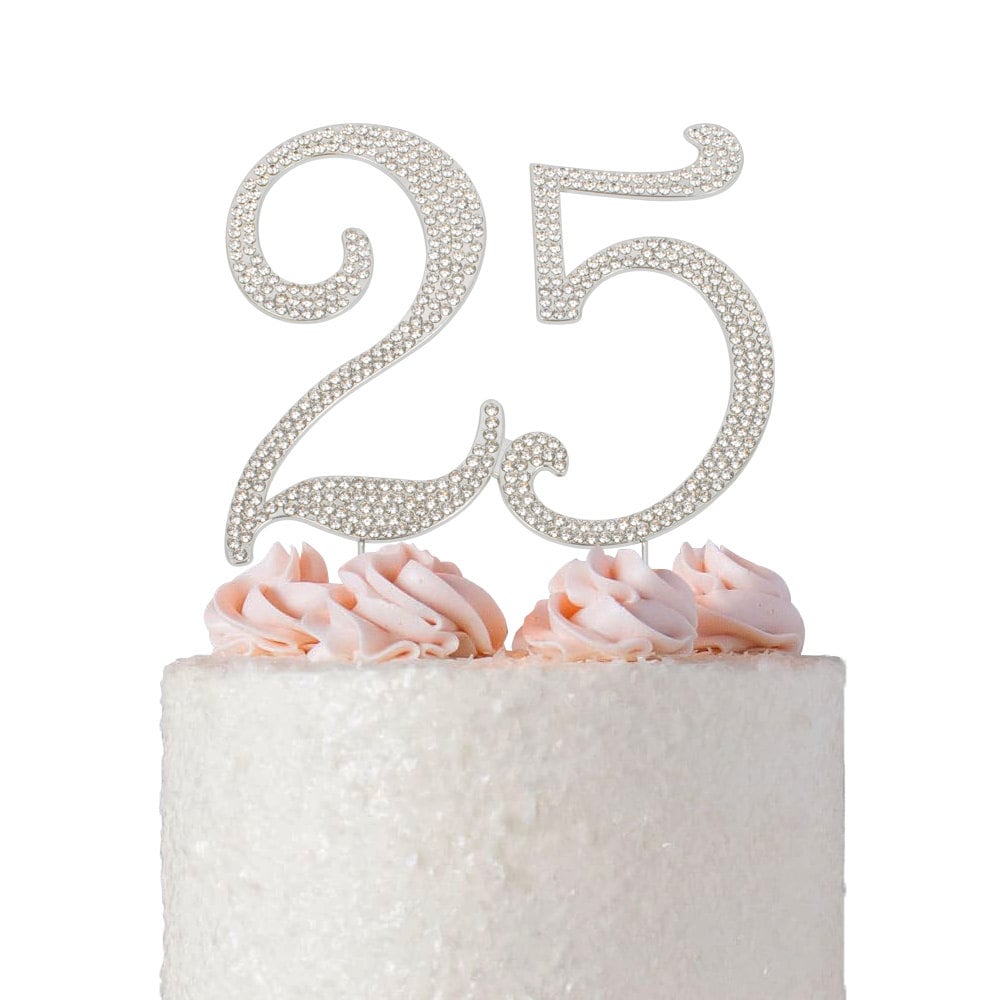 25 Birthday or Anniversary Cake Topper | SILVER 25th Birthday ...