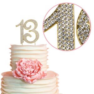 13 Birthday Cake Topper GOLD 13th Birthday Number 13 Cake Decoration ...