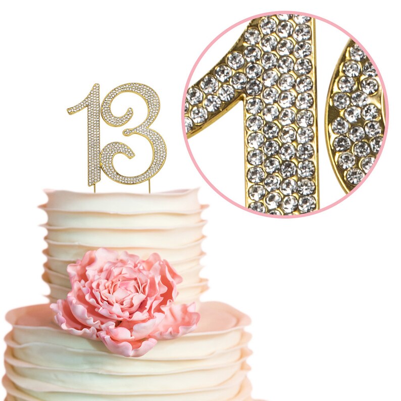 13 Birthday Cake Topper GOLD 13th Birthday Number 13 Cake | Etsy