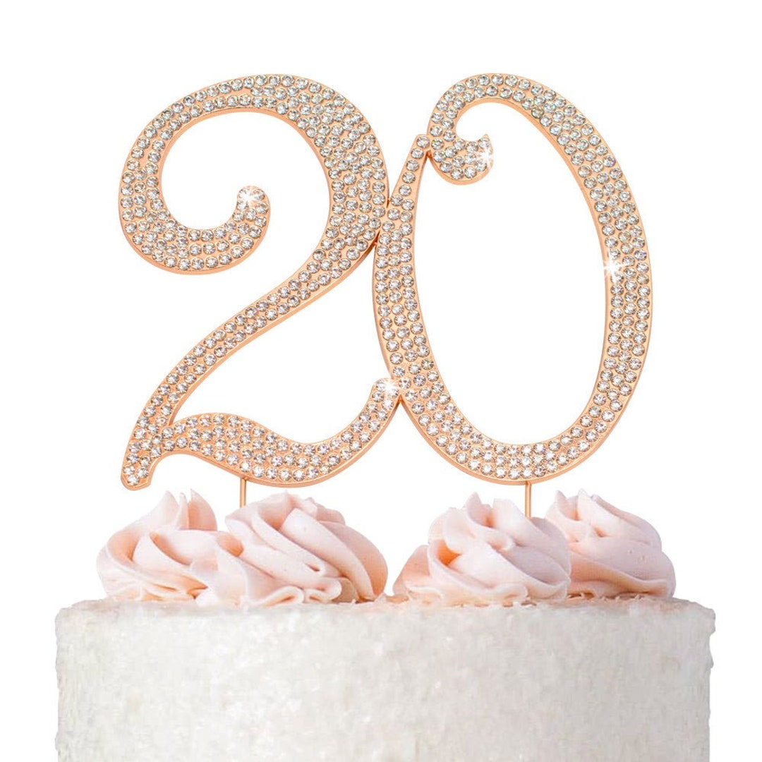 20 Birthday Cake Topper Rose Gold Number Twenty Cake Topper 20th