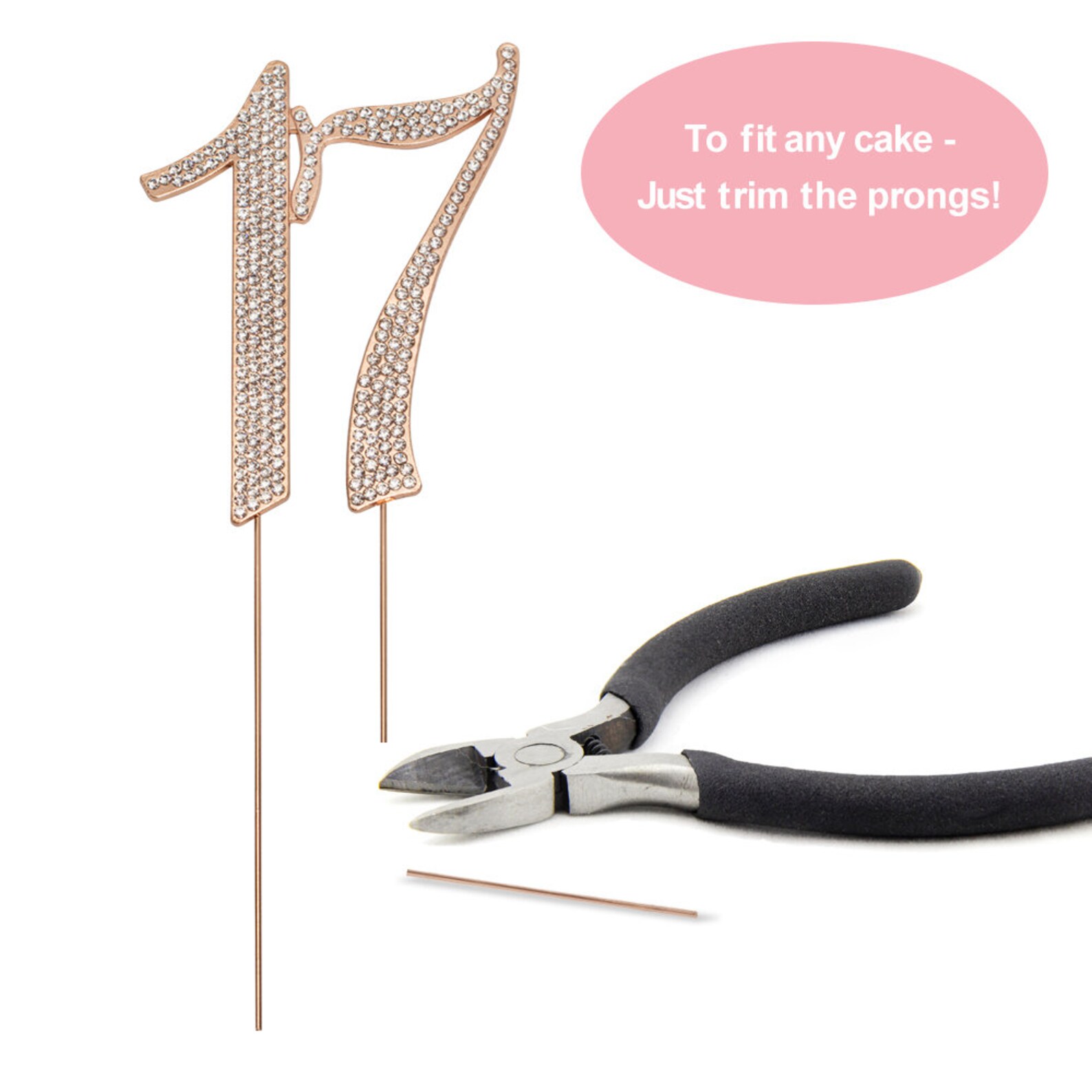 17 ROSE GOLD Birthday Cake Topper Number Seventeen Sparkly - Etsy