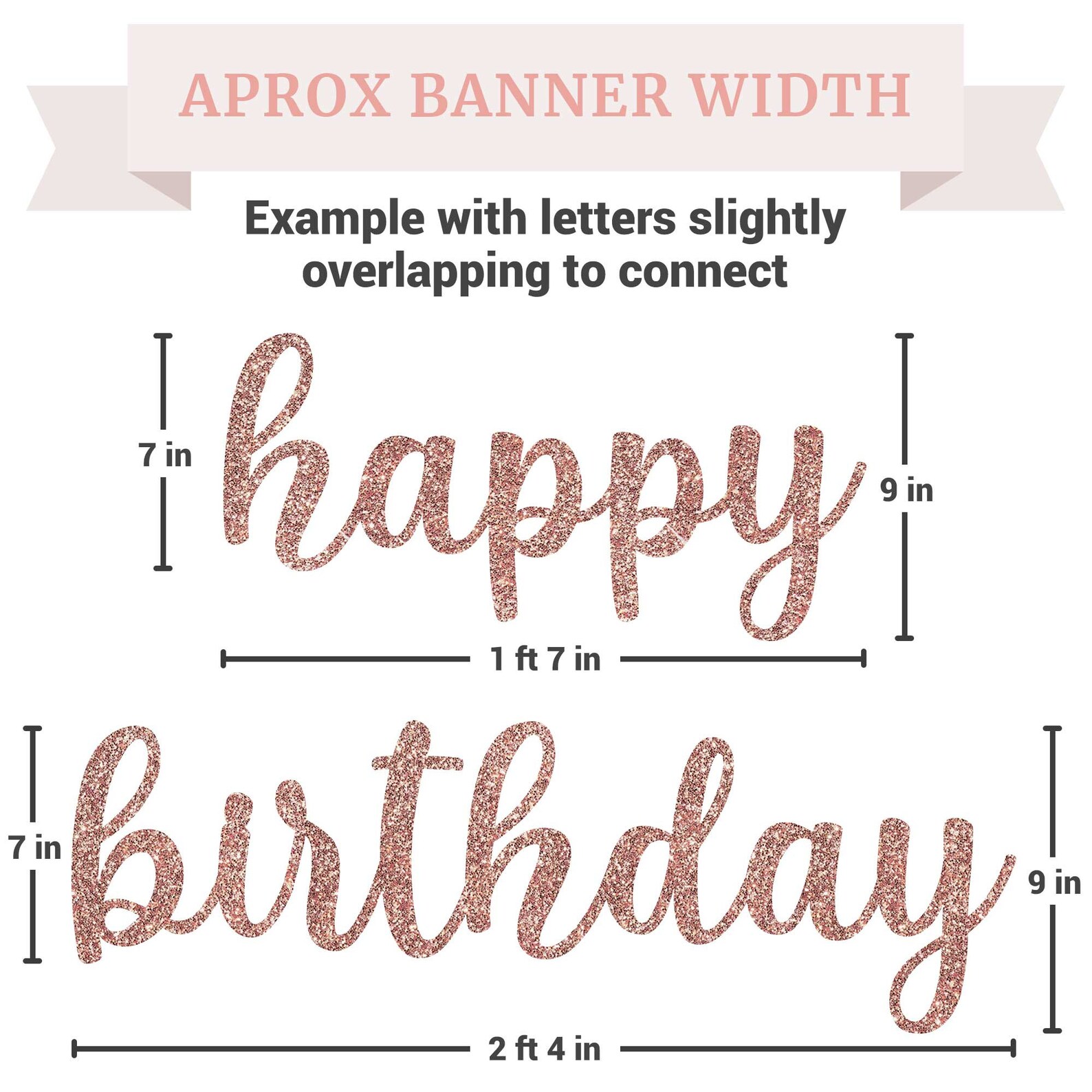 Pre-strung Happy Birthday Script Banner | Cursive Rose Banner on 6 Ft ...