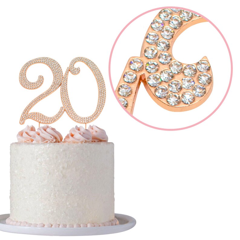 20 Birthday Cake Topper ROSE GOLD Number Twenty Cake Topper - Etsy
