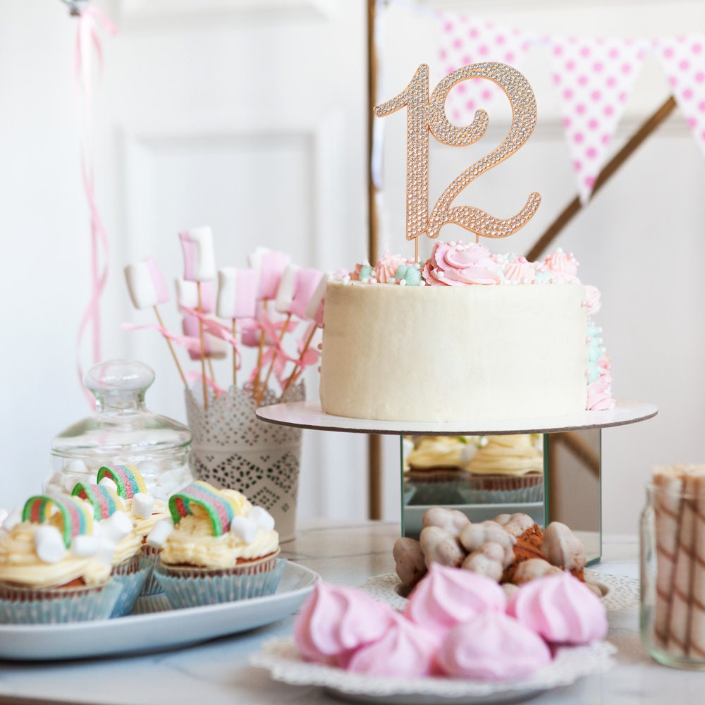 12 Birthday Cake Topper ROSE GOLD Number Twelve Cake Topper | Etsy