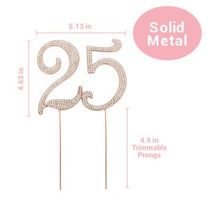 25 Cake Topper | 25th ROSE GOLD Birthday or Anniversary Cake Topper ...