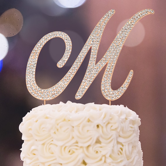 Letter M Wedding Cake Toppers Wreath Cake Topper – Alight Custom