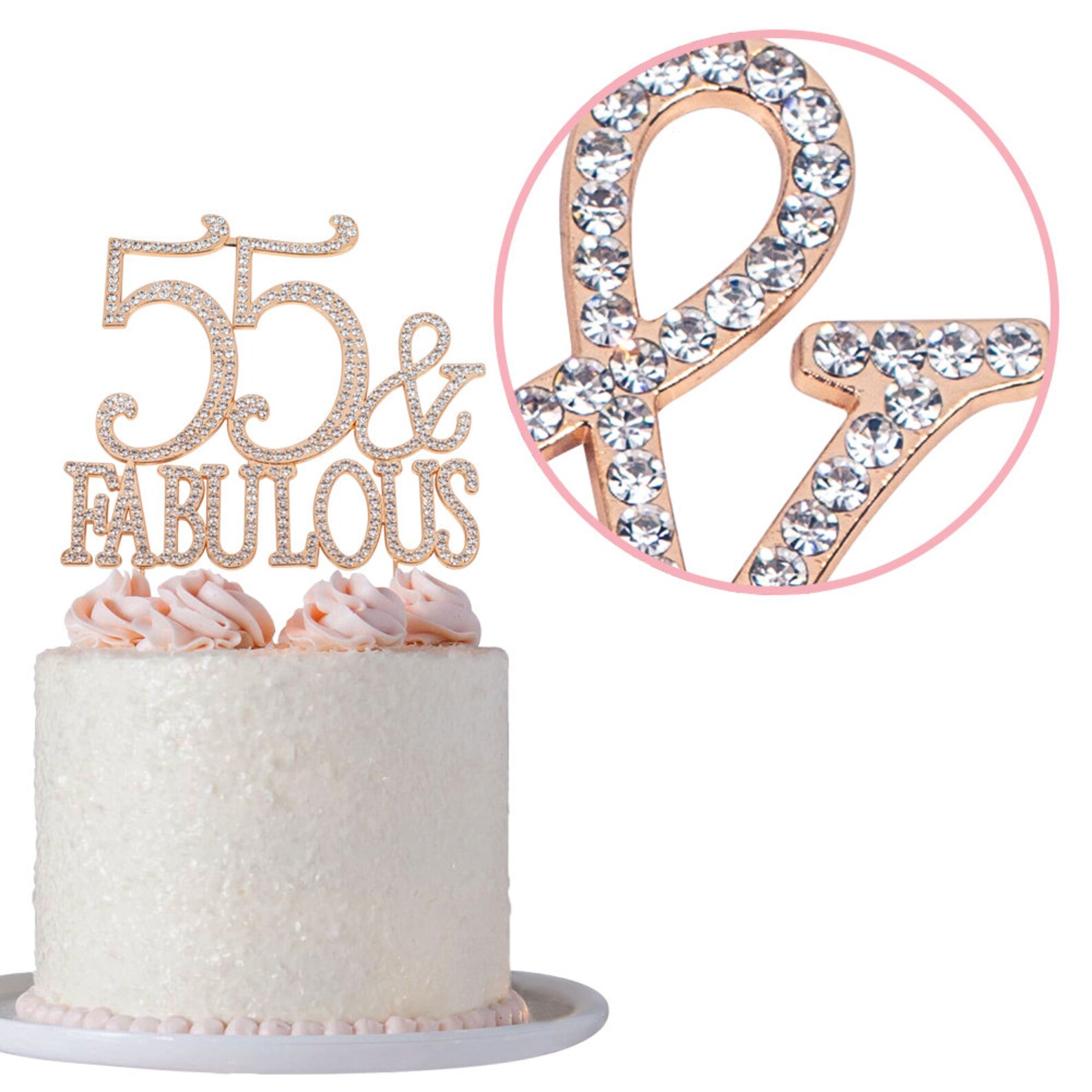 55 Birthday Cake Topper 55 and Fabulous ROSE GOLD Fun 55th | Etsy
