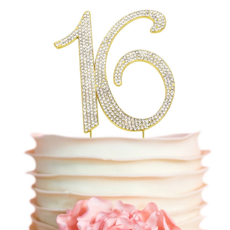 16 GOLD Birthday Cake Topper Sweet 16 Party Sixteen - Etsy