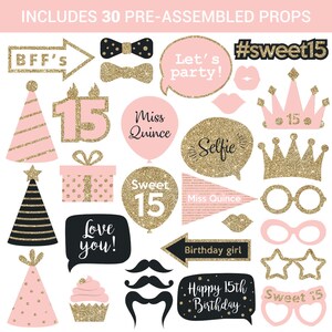 15th Birthday Photo Booth Props | FULLY ASSEMBLED | 15th Birthday Photo ...