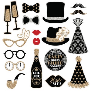 New Years Eve Photo Booth Props | FULLY ASSEMBLED | Real Gold and ...