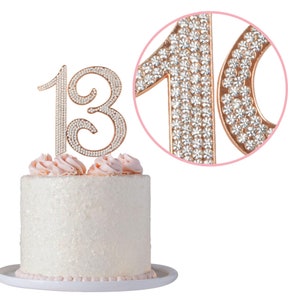 13 Birthday Cake Topper - ROSE GOLD Number Thirteen Cake Topper - 13th ...