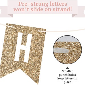 Pre-strung Happy Birthday Banner | Gold Banner on 6 Ft String | Real ...