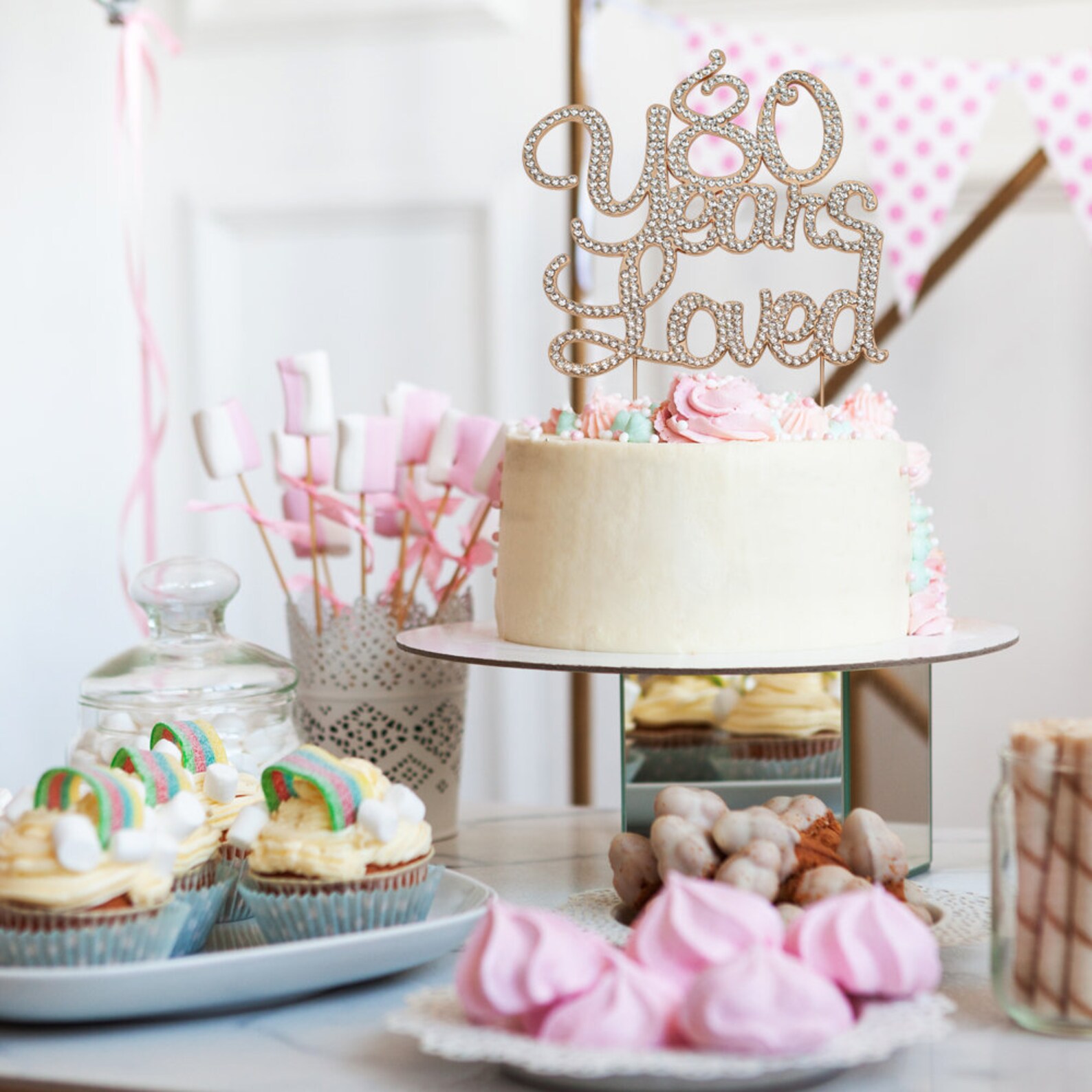 80 Birthday Cake Topper 80 Years Loved ROSE GOLD 80th - Etsy