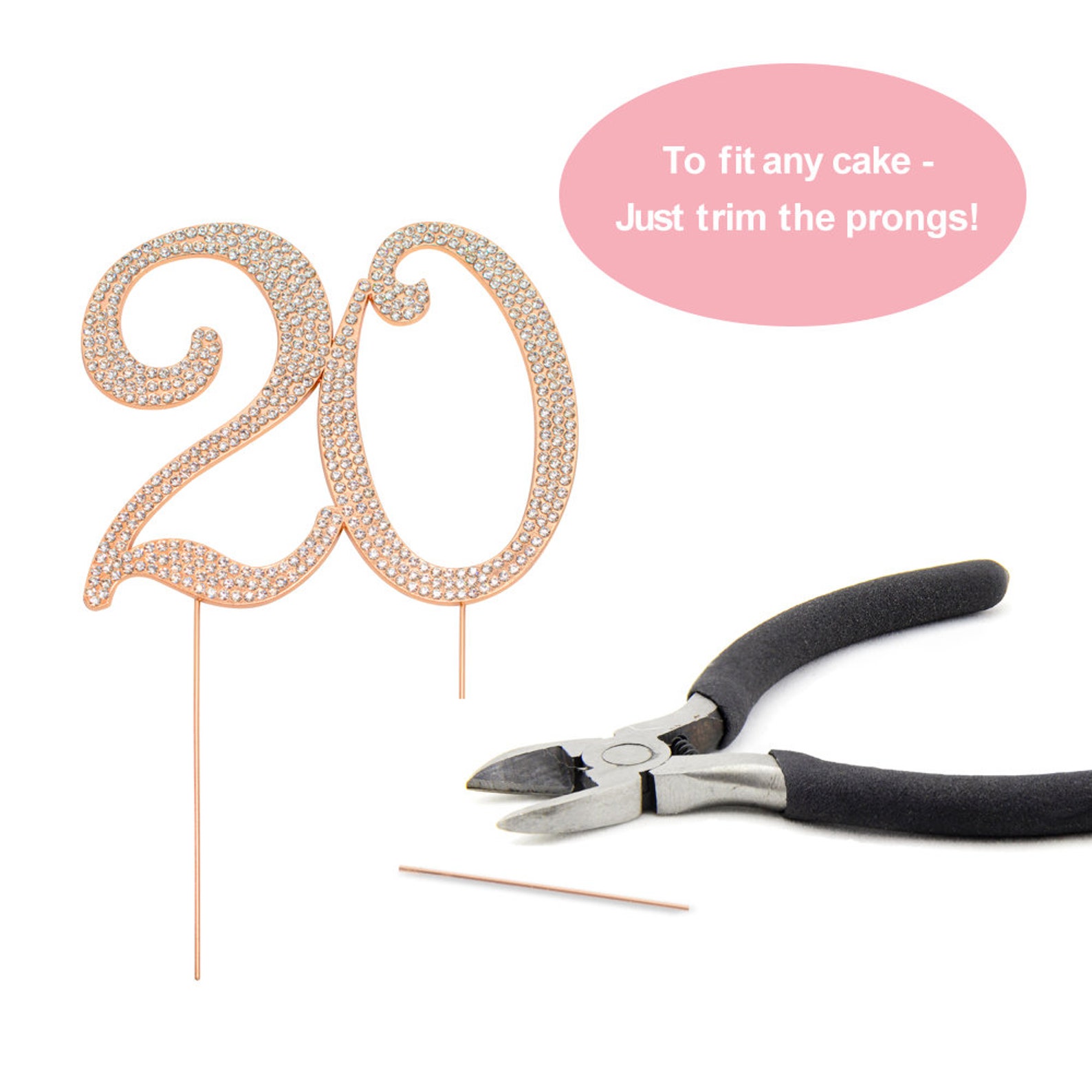 20 Birthday Cake Topper Rose Gold Number Twenty Cake Topper Etsy