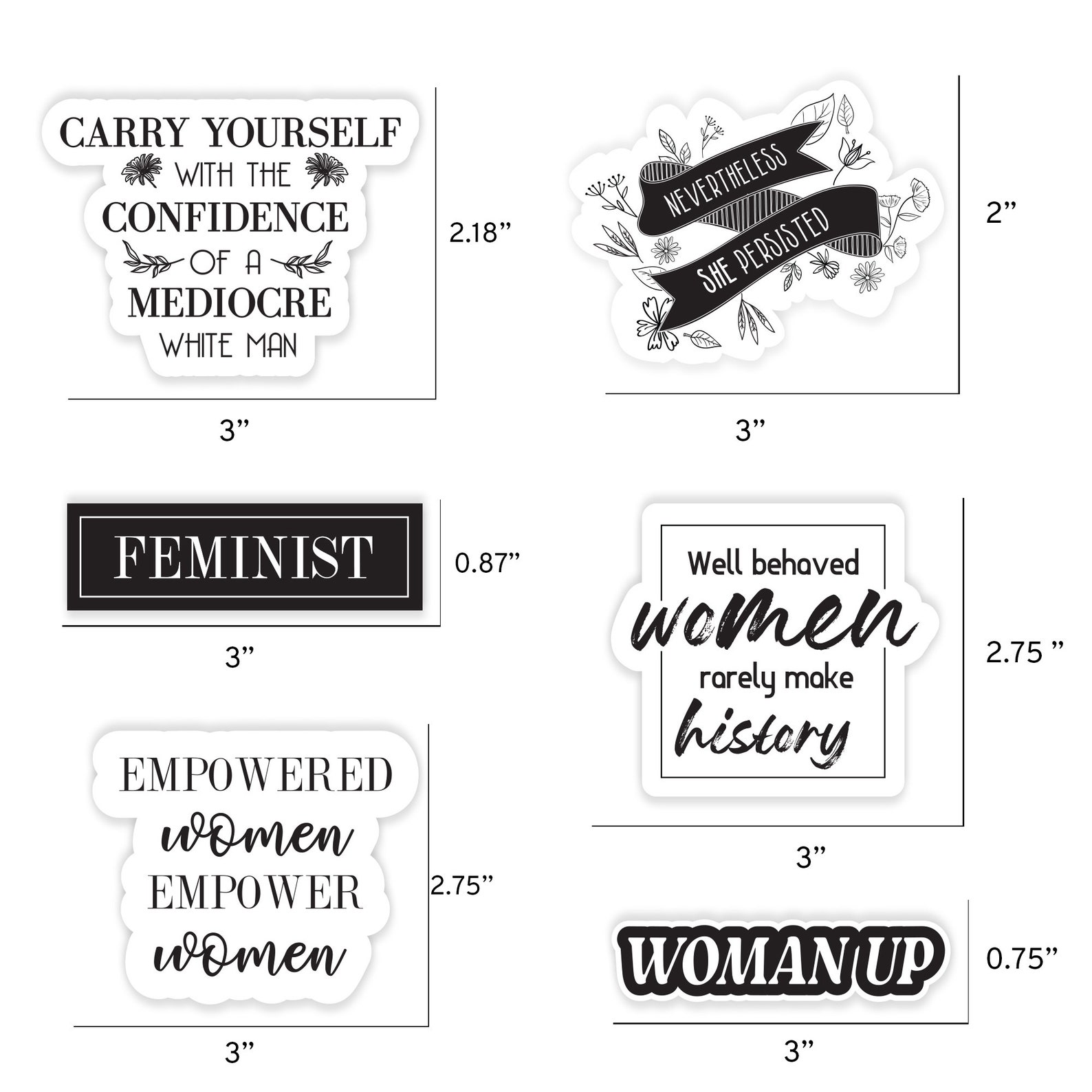 Feminist Stickers for Women Set of 6 Waterproof Stickers - Etsy