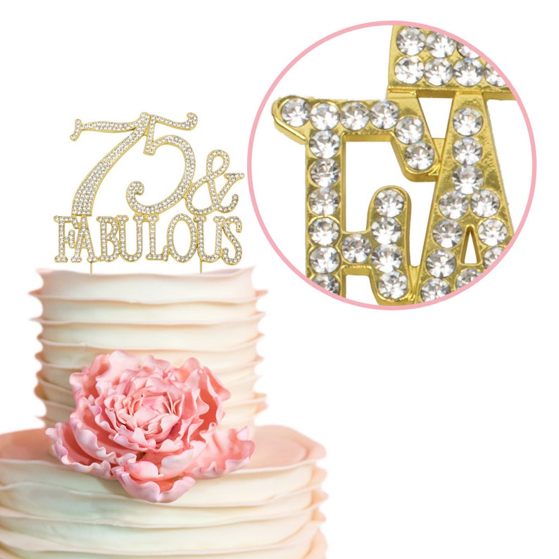 75 Birthday Cake Topper GOLD 75 and Fabulous Sparkly | Etsy