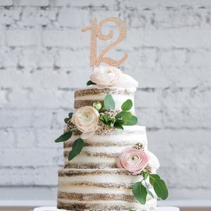 12 Birthday Cake Topper - ROSE GOLD Number Twelve Cake Topper - 12th ...