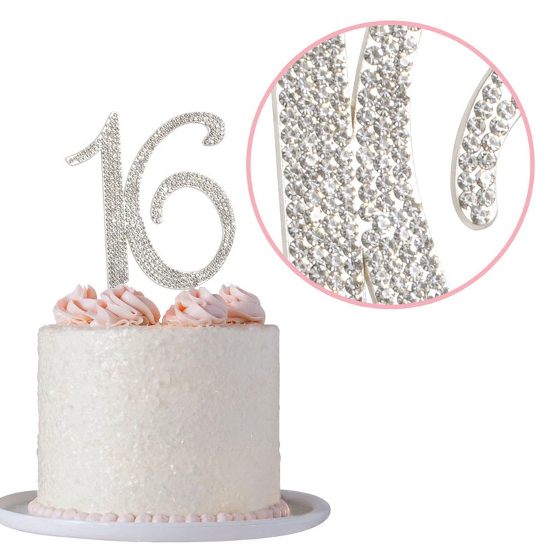 16 Birthday Cake Topper - SILVER 16th Birthday Party Decoration Ideas ...