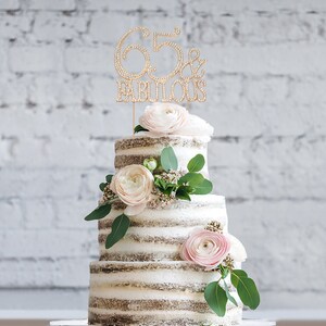 65 Birthday Cake Topper | 65 & Fabulous Cake Topper | ROSE GOLD Happy ...