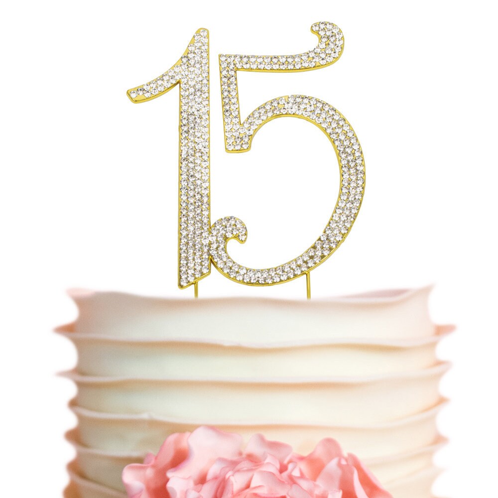 15 Birthday Cake Topper GOLD Quinceañera Cake Topper 15 | Etsy