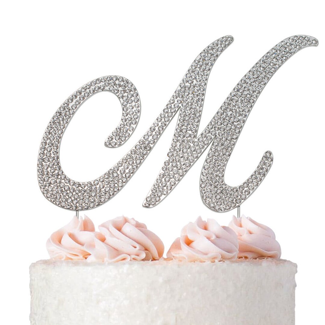 Letter "m" Birthday Cake Topper | M Wedding Cake Topper | SILVER Letter ...