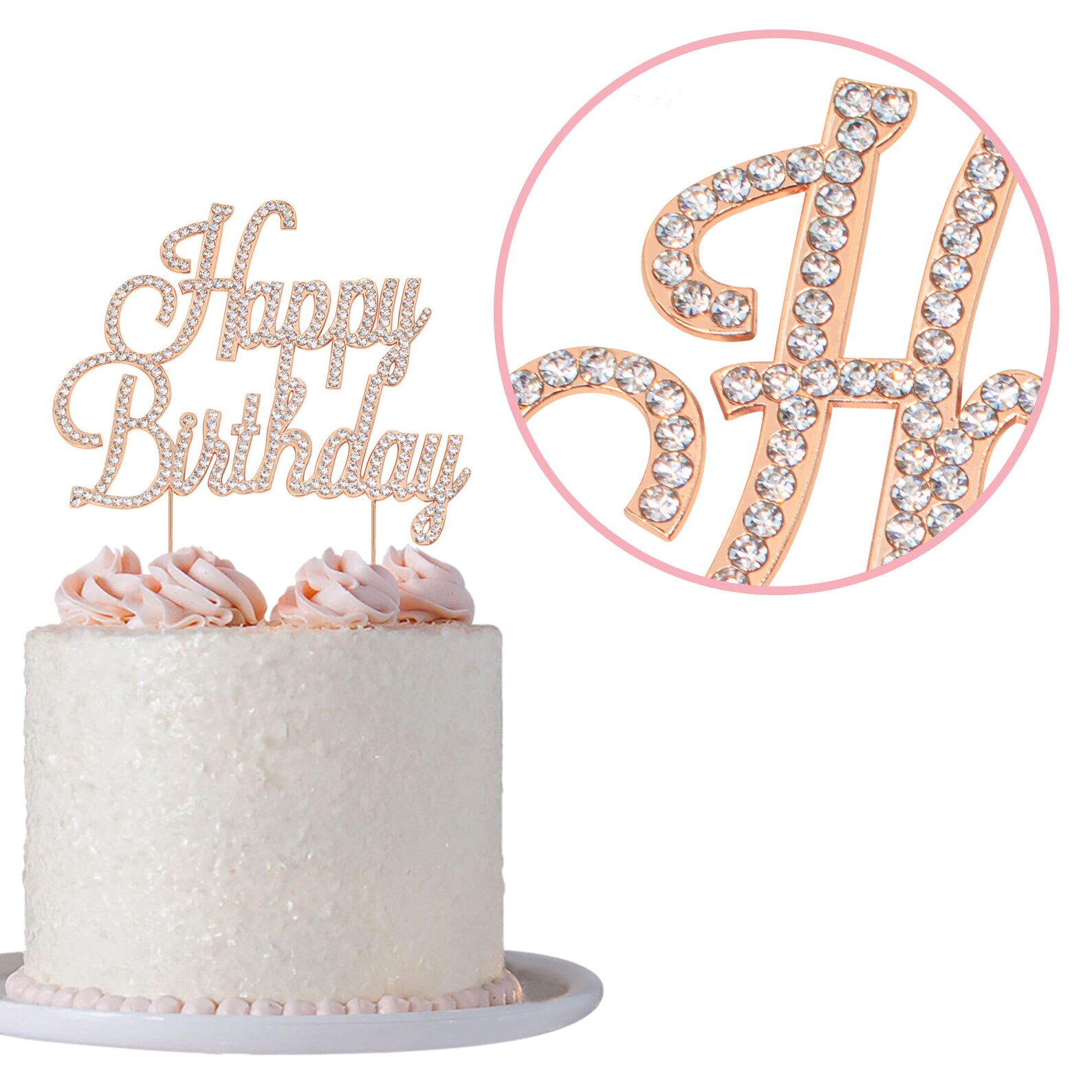 Happy Birthday ROSE Cake Topper Sparkly Rhinestone Cake - Etsy