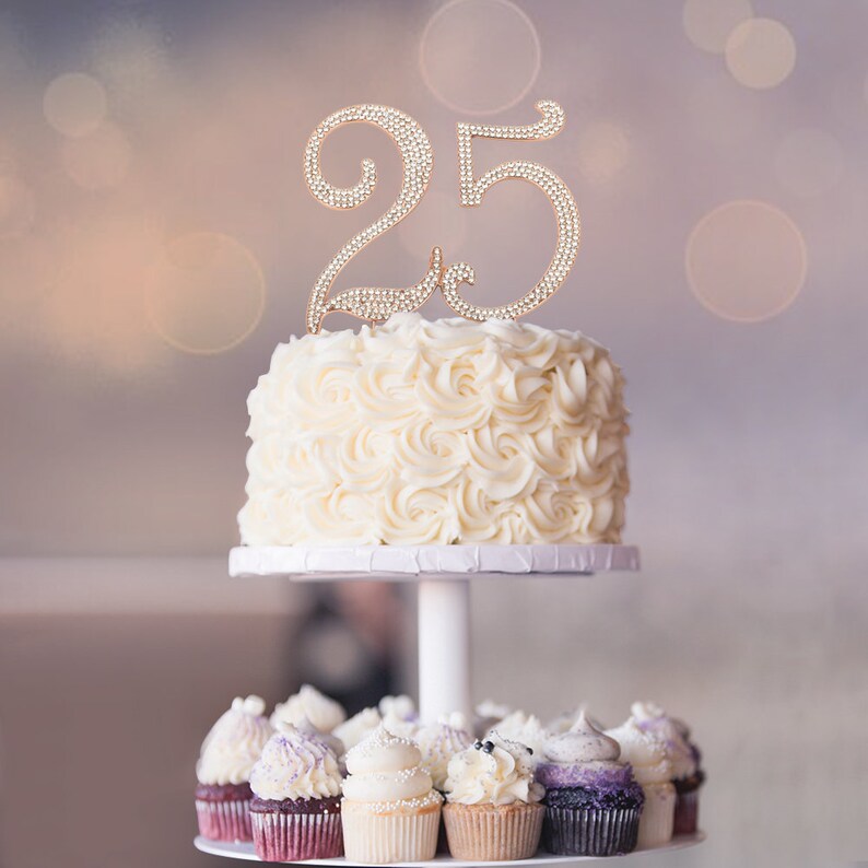 25 Cake Topper | 25th ROSE GOLD Birthday or Anniversary Cake Topper ...
