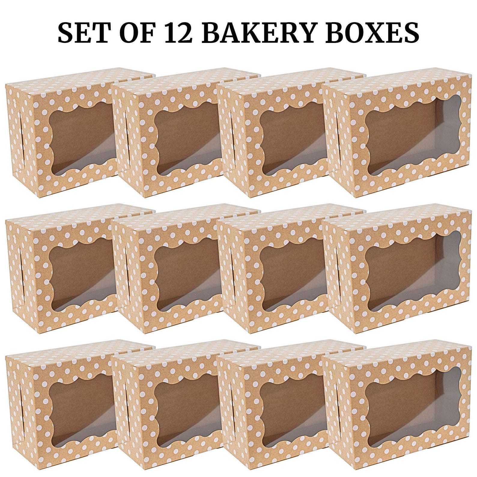 Polka Dot Cookie Boxes | 12 Pack | White Polka Dot Bakery Gift Box With ...