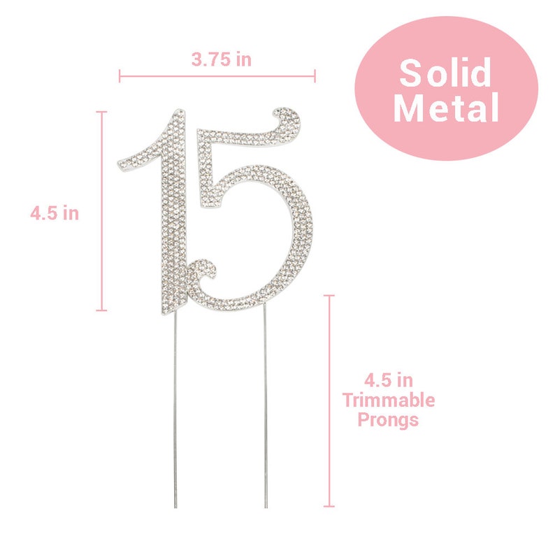 15 Birthday Cake Topper- Quinceañera Silver Birthday Cake Topper - 15th ...