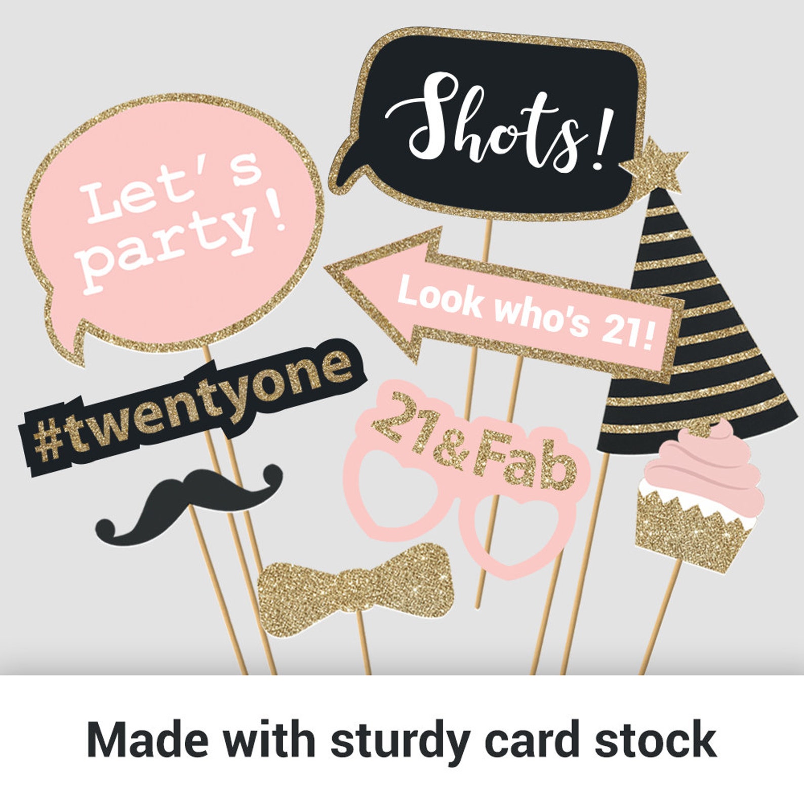 21st Photo Booth Props FULLY ASSEMBLED 21st Birthday Photo - Etsy