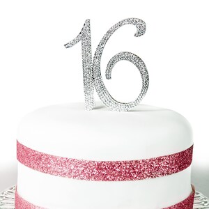16 Birthday Cake Topper - SILVER 16th Birthday Party Decoration Ideas ...