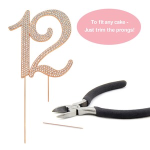 12 Birthday Cake Topper - ROSE GOLD Number Twelve Cake Topper - 12th ...