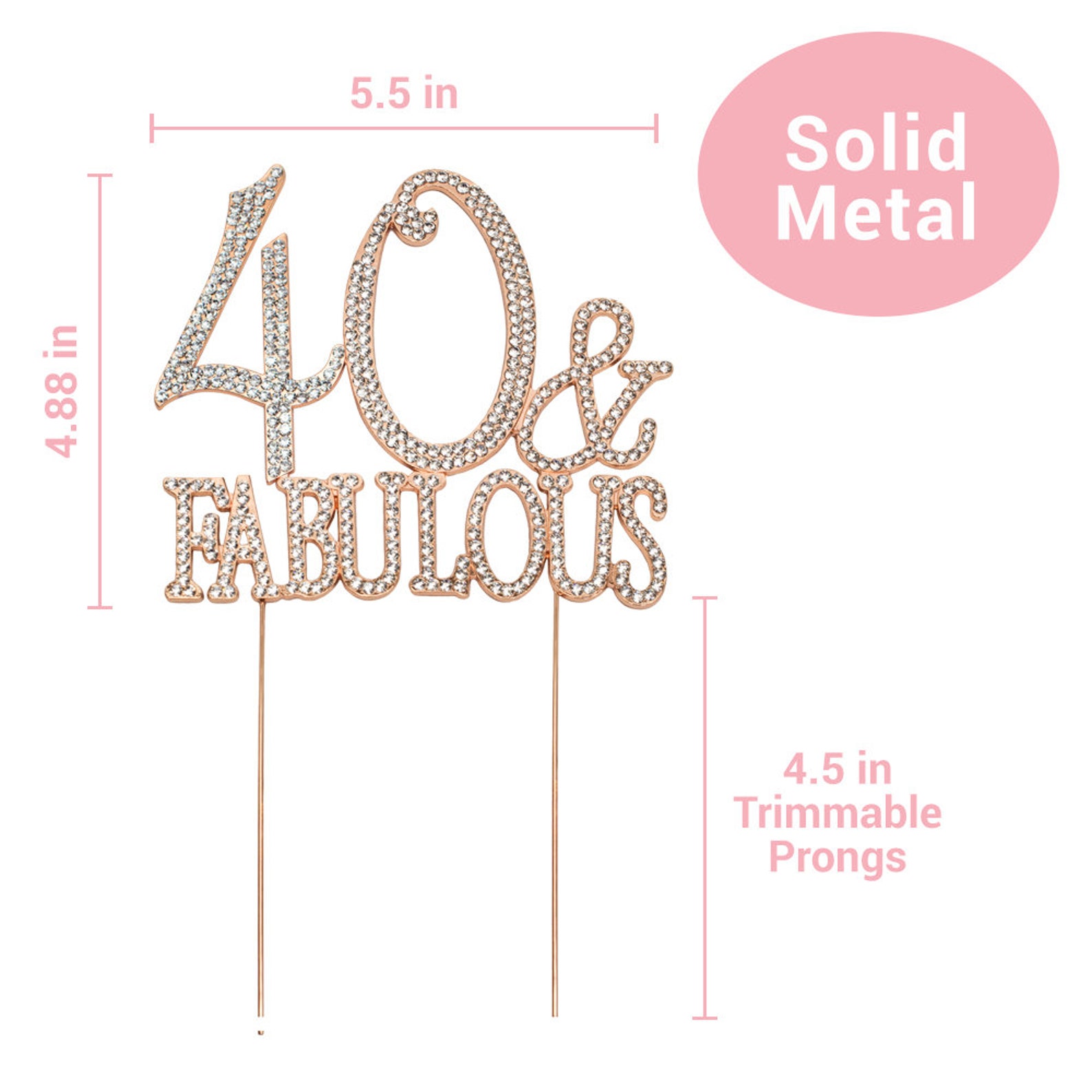 40 ROSE GOLD Birthday Cake Topper 40 and Fabulous Sparkly - Etsy