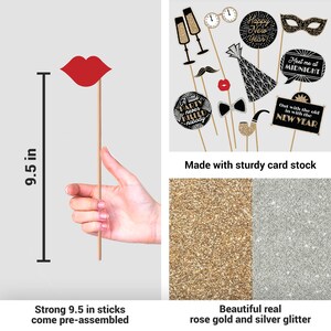 New Years Eve Photo Booth Props | FULLY ASSEMBLED | Real Gold and ...