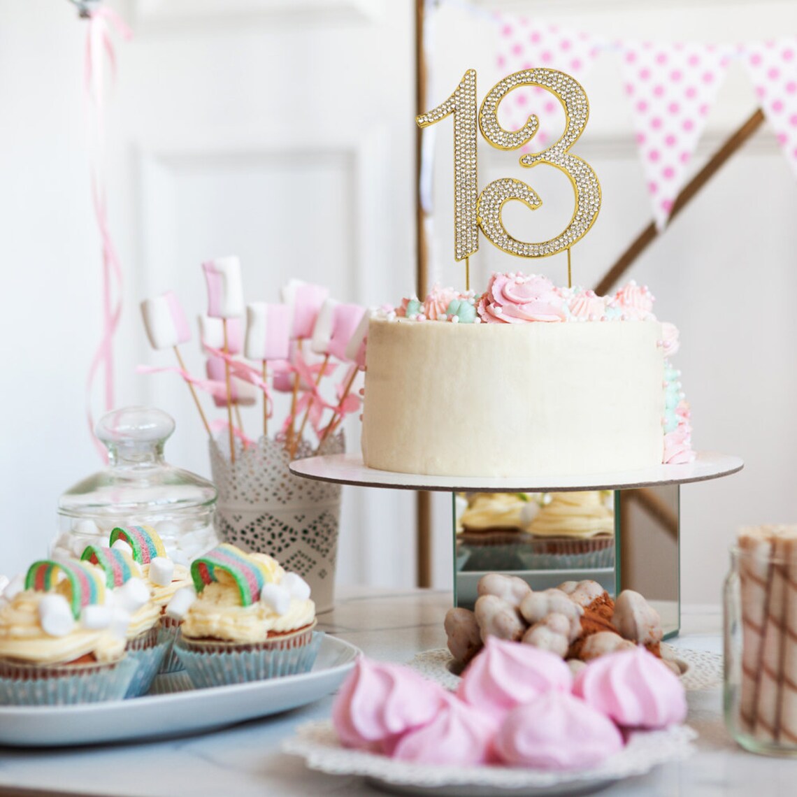 13 Birthday Cake Topper GOLD 13th Birthday Number 13 Cake - Etsy