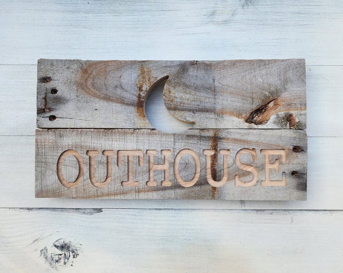 Rustic Carved Outhouse Sign Upcycled Pallet Sign Loo - Etsy