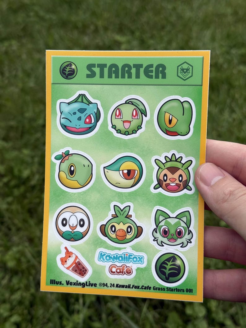 Cute Grass Poke Sticker Sheet | Kawaii, Aesthetic, Stationery, Anime ...
