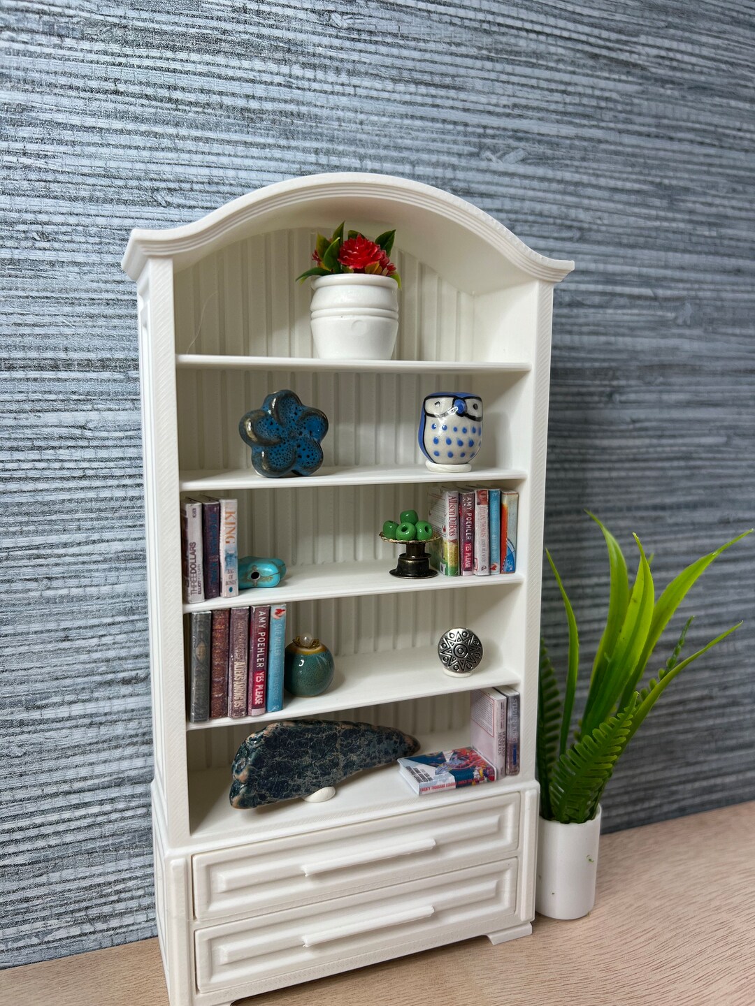 Curved Top Bookcase Dollhouse Miniature Furniture PLA 3D Printed 1:12 ...