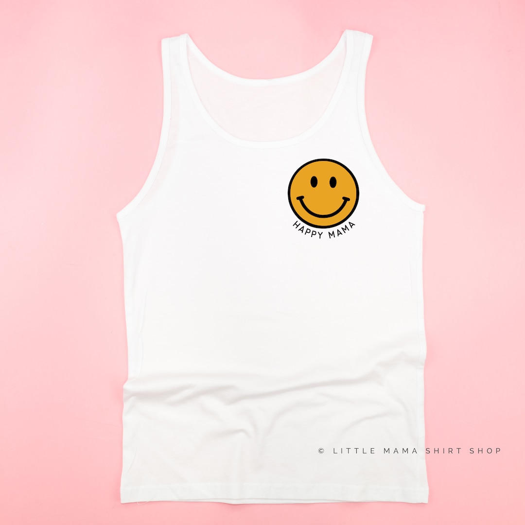 Happy Mama Smile Face Unisex JERSEY Tank Summer Tanks Graphic Tee Mom ...