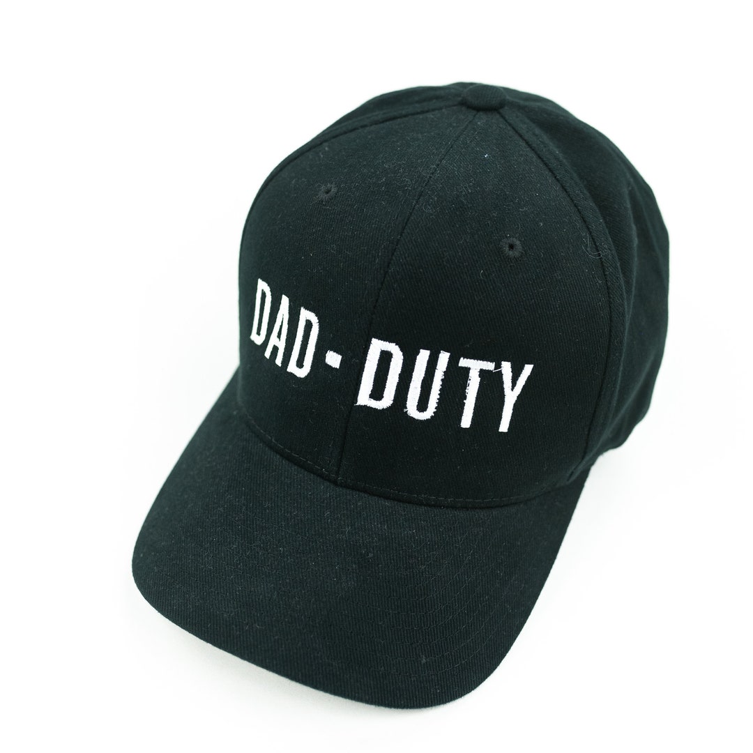 DAD DUTY Comfy Fit Black W/ White Baseball Cap Hats for Dad Men's ...