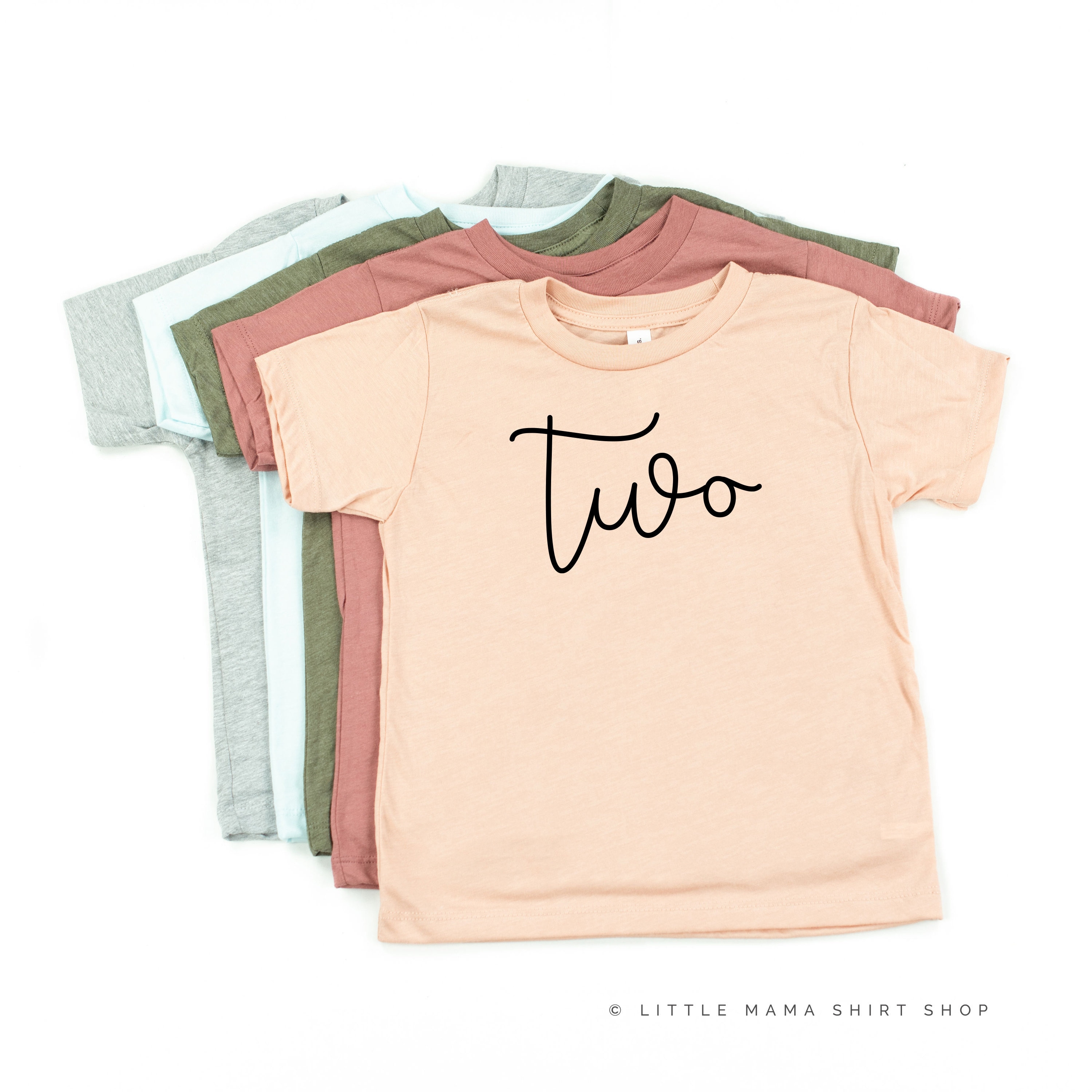 Birthday Number TWO© CURSIVE FONT Toddler Girl Shirt | Etsy