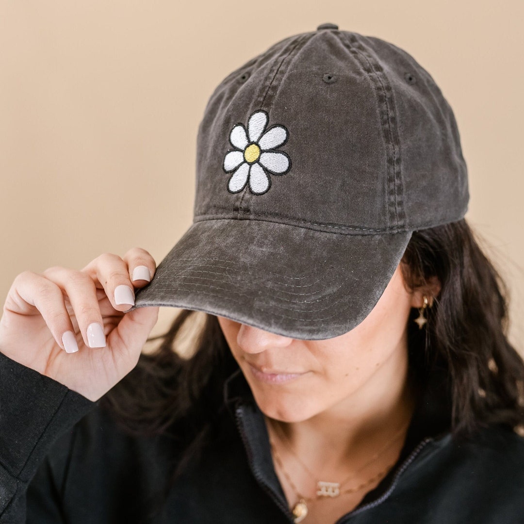 Adult Size DAISY Heather Black Baseball Cap Hats for Moms Women's ...