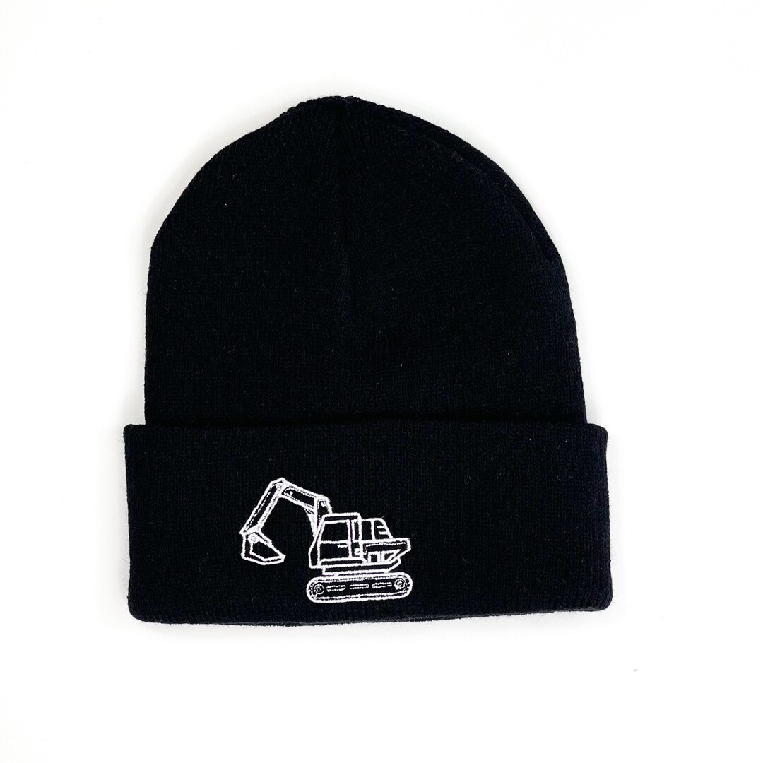 Beanie - Black - Excavator | Construction Beanie | Christmas Gift ...