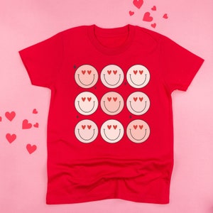 3x3 Heart Eye Smileys Short Sleeve Child Shirt Kids Valentine Outfit ...