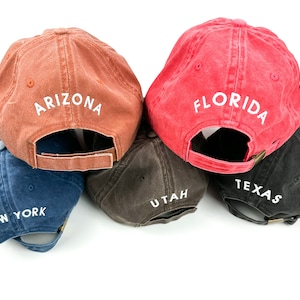 50 States - Baseball Cap (state Outline Front - State Name Back / White ...
